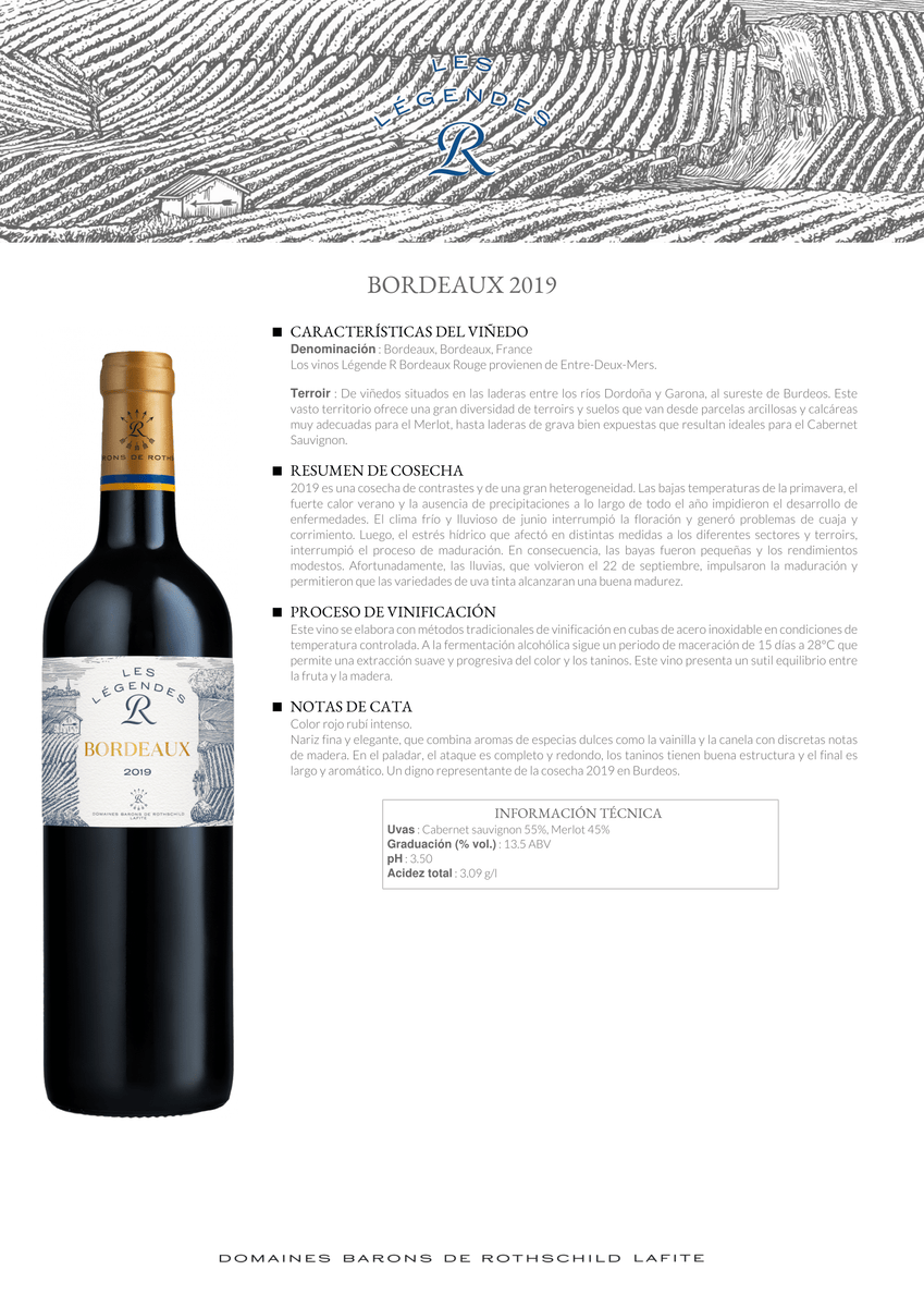 LES LÉGENDES BORDEAUX ROUGE – Vinos y Licores HN